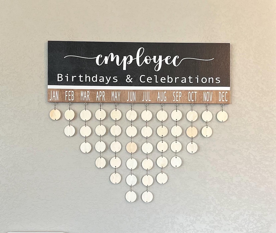 Handmade Employee Birthday Calendar: Wood Wall Hanging, Office Gift - Etsy