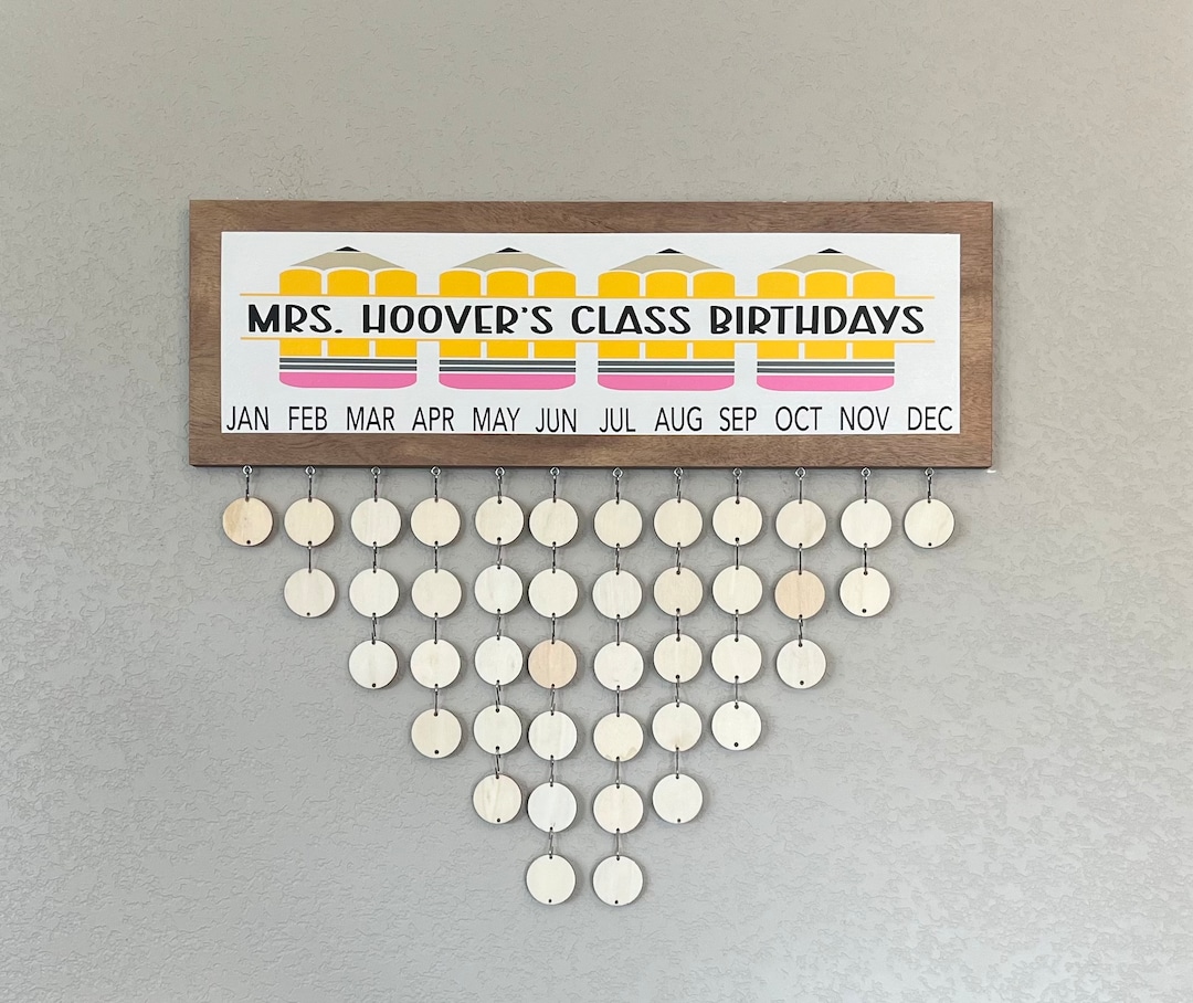 Personalized Teacher Birthday Calendar Sign: Handmade Wood Wall Hanging ...