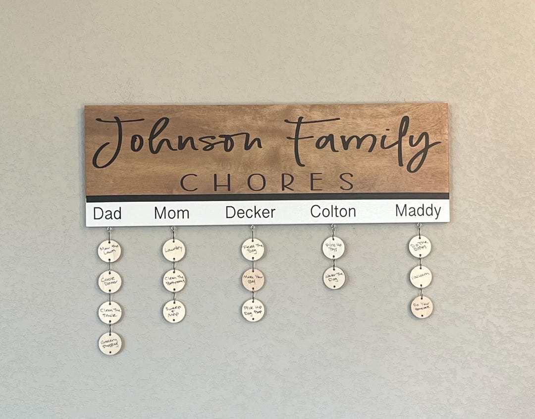 Personalized Family Chore Chart: Wooden Organization Sign With Tags - Etsy