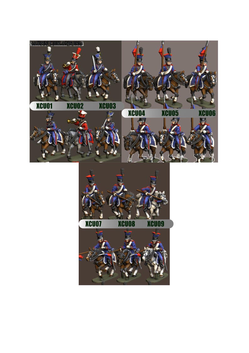 Saxon Cavalry Unpainted 3D Printed Model Figures - Napoleonic Era ...