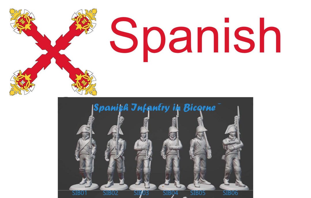 Spanish Infantry in Bicorn 3D Printed Model Figures - Napoleonic Era - Etsy