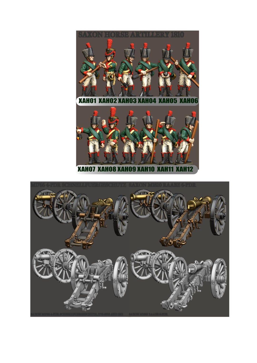 Saxon Artillery Unpainted 3D Printed Model Figures - Napoleonic Era - Etsy