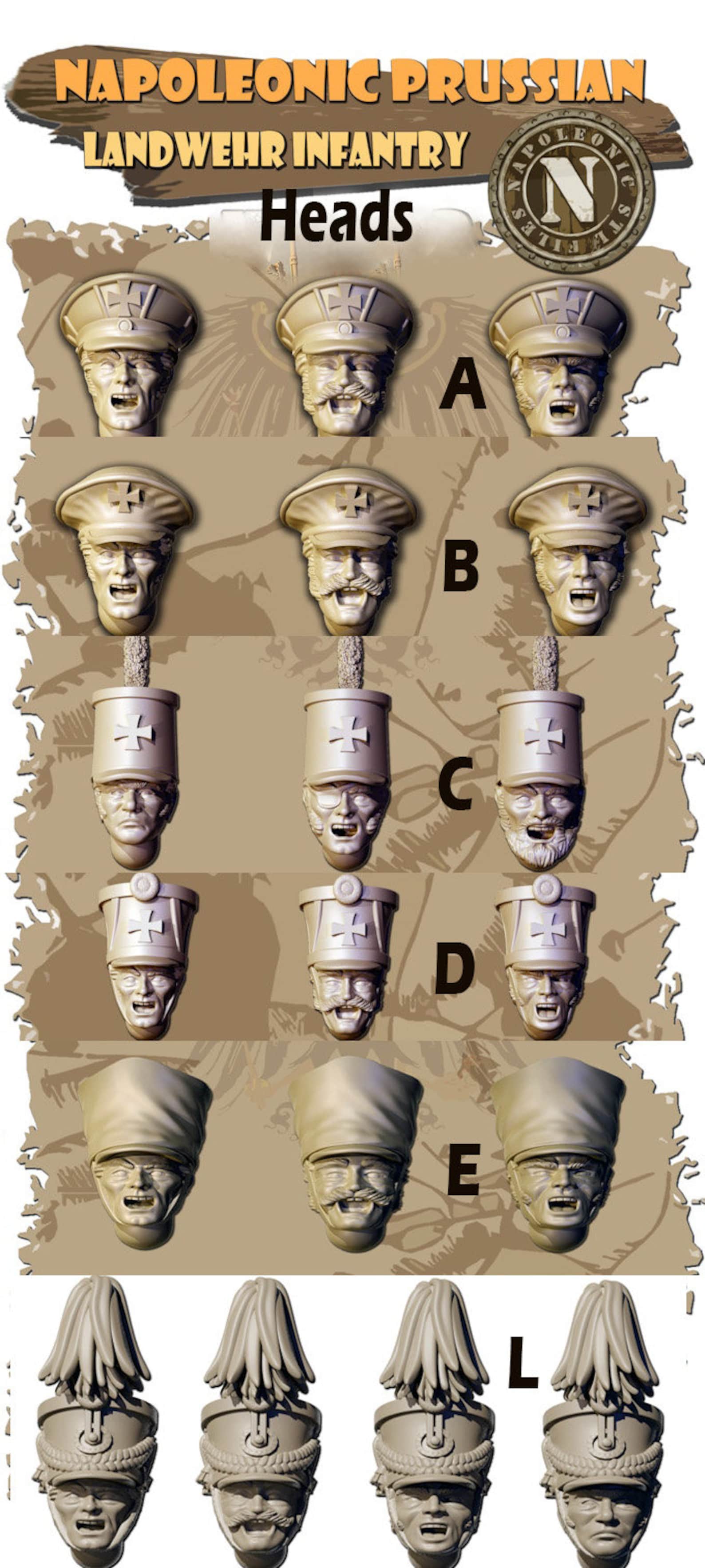 Prussian Landwehr Infantry Unpainted 3D Printed Model Figures ...
