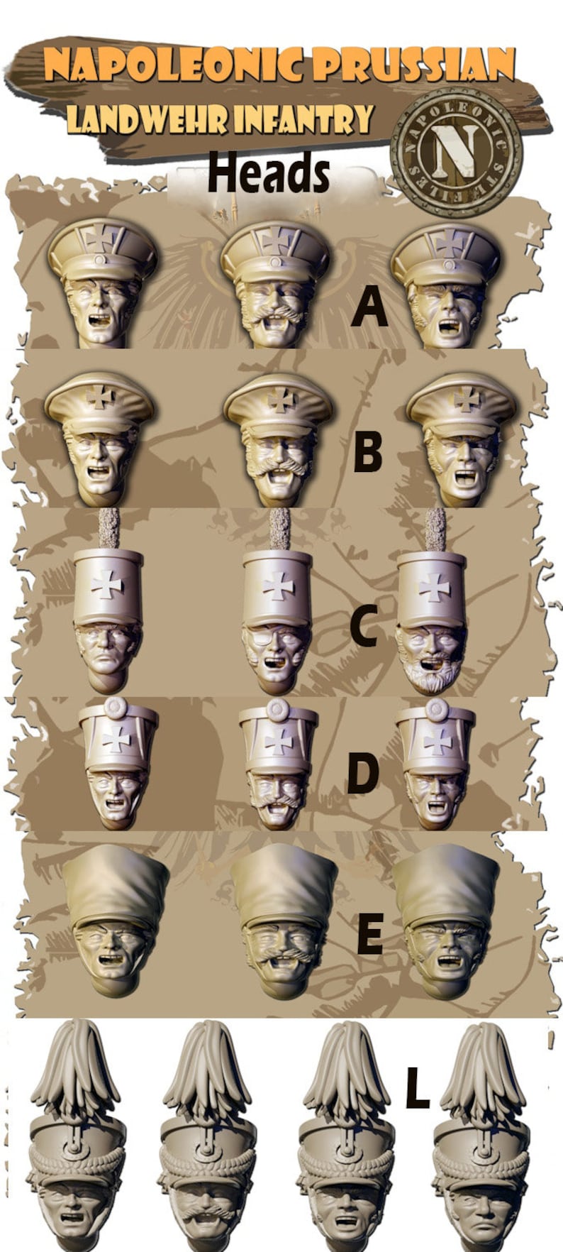Prussian Landwehr Infantry Unpainted 3D Printed Model Figures ...
