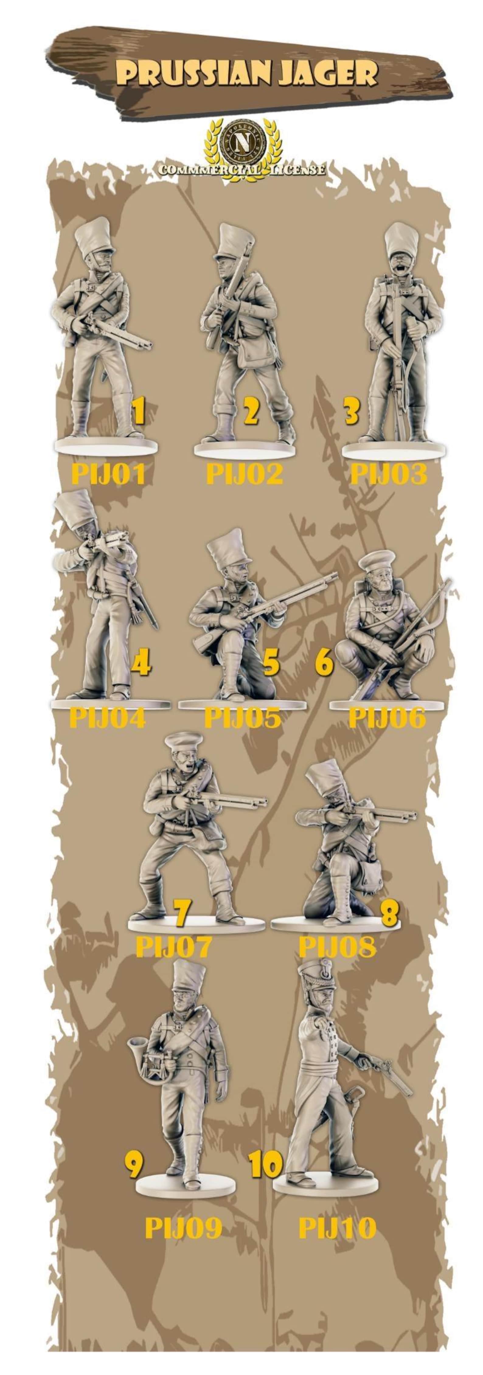 Prussian Fusilier and Jager Infantry 3D Printed Model Figures ...