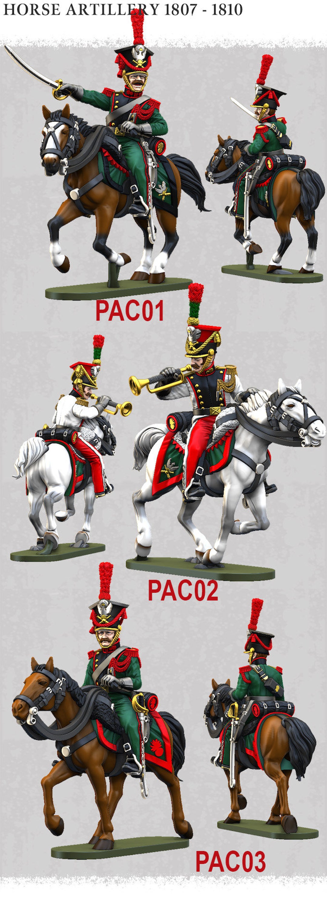 Polish Artillery Command Groups 3D Printed Model Figures - Napoleonic ...