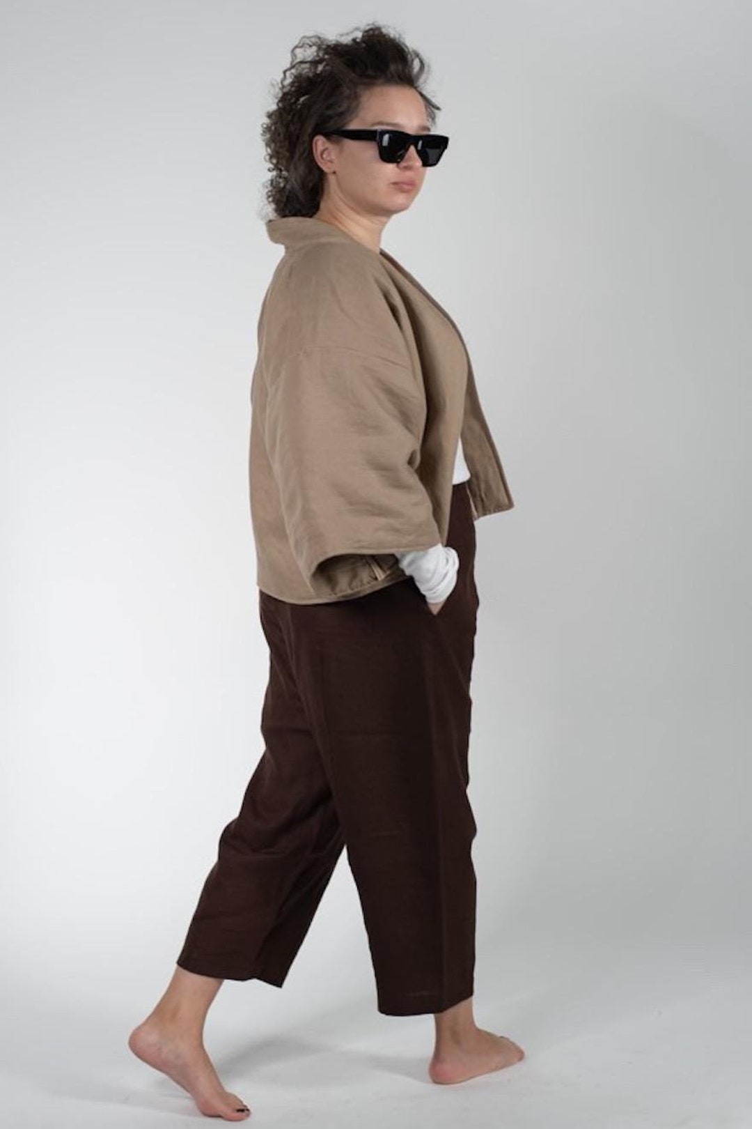 Linen Haori, Short Haori, Women's Haori Kimono, Insulated Jacket ...