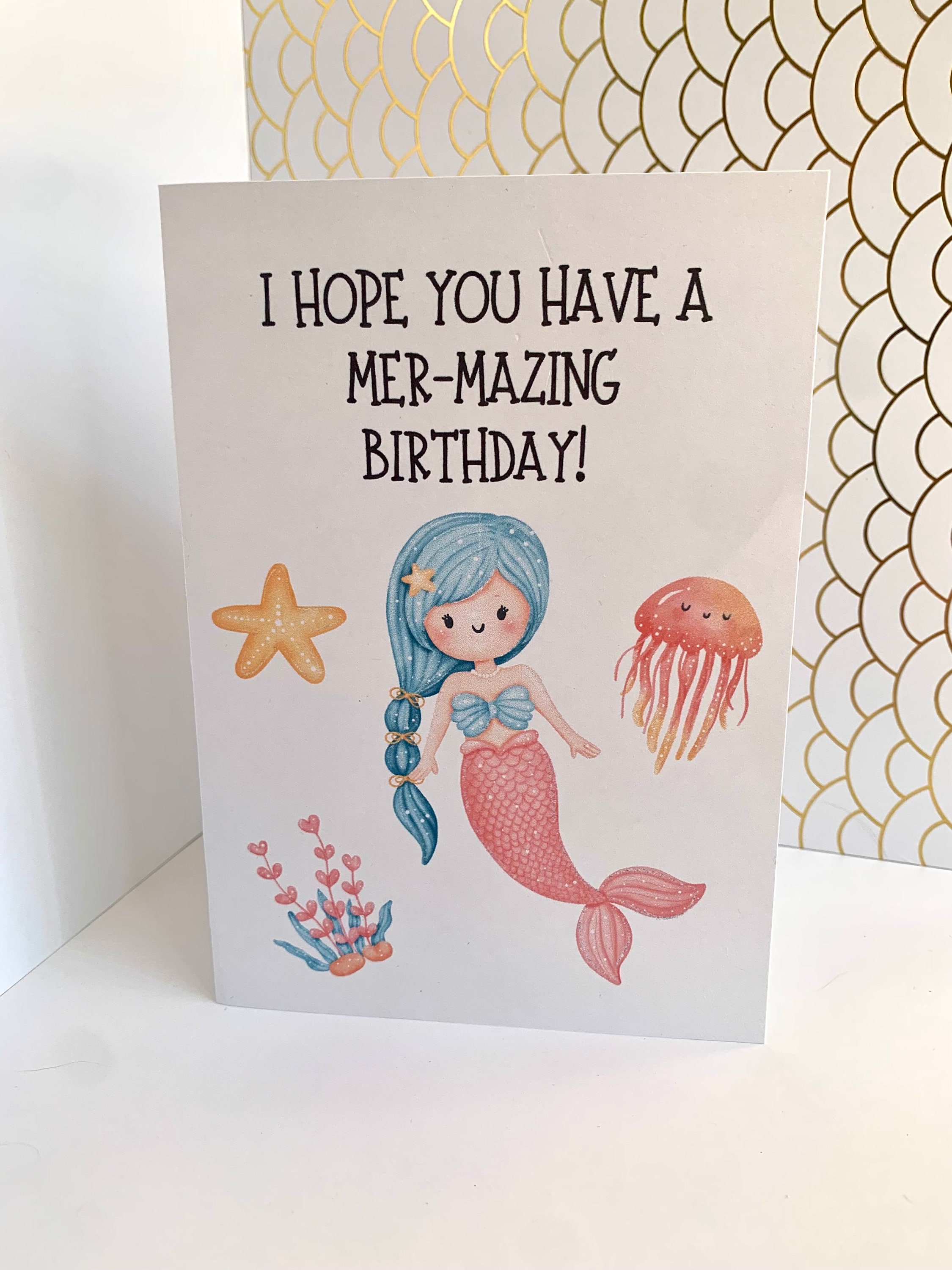 Printable Birthday Card, Mermaid Birthday Card, Digital Download ...