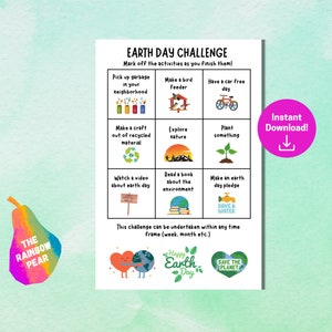 Printable Earth Day Challenge for Kids, Worksheet, Digital Download - Etsy