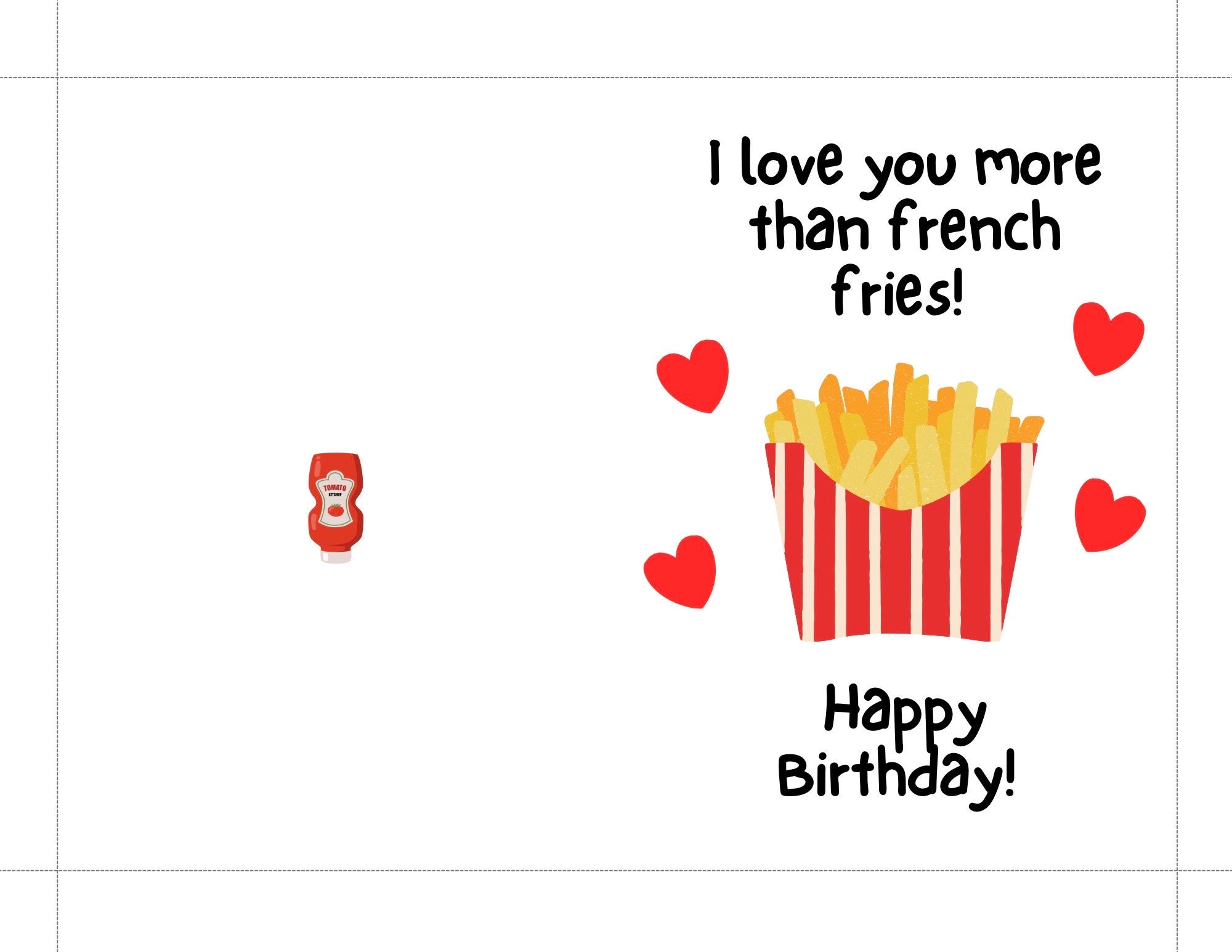 Printable Birthday Card, French Fry Birthday Card, Digital Download ...