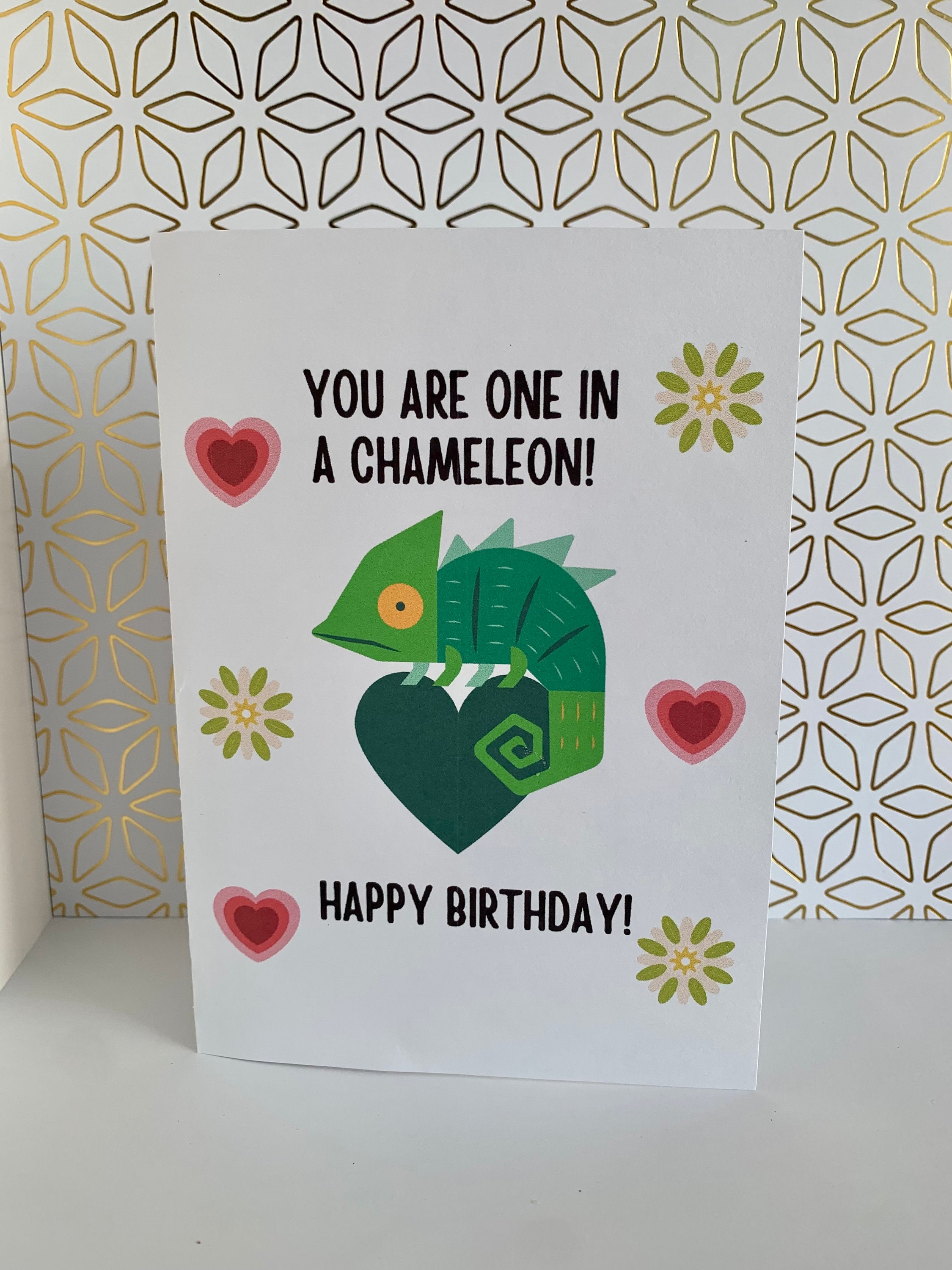 Printable Birthday Card, Lizard Birthday Card, One in a Chameleon ...