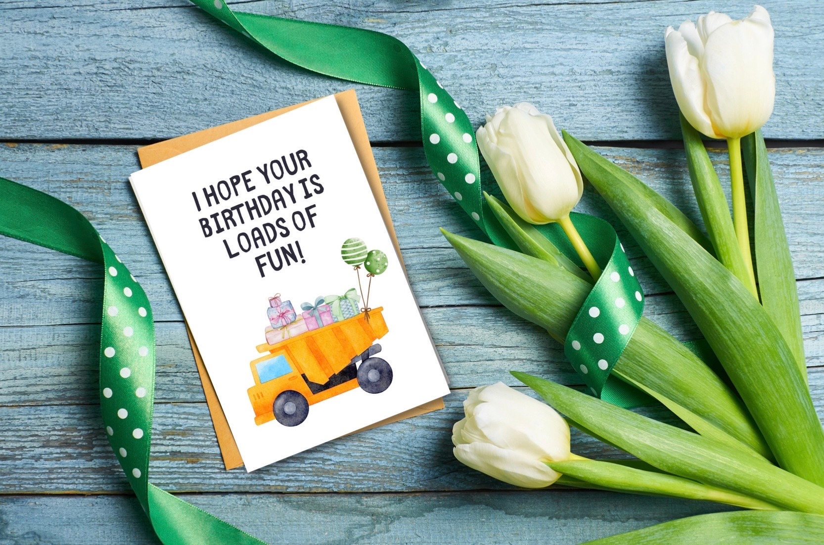 Printable Birthday Card, Dump Truck Birthday Card, Construction ...