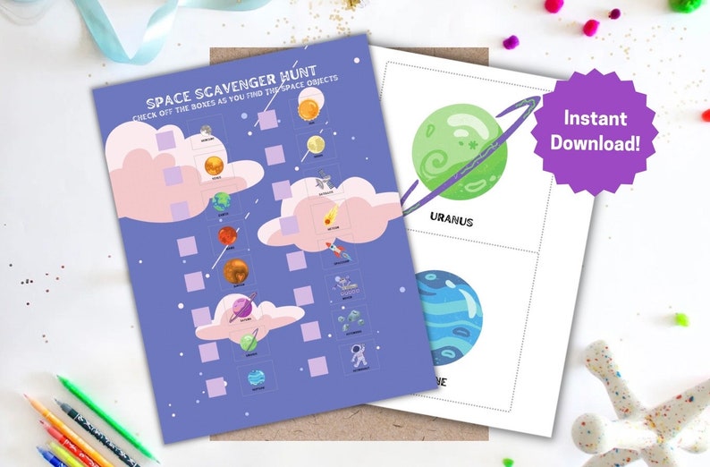 Space Scavenger Hunt for Kids, Printable Game, Outer Space Theme ...