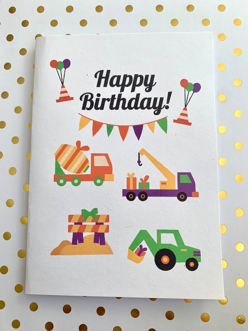 Printable Birthday Card, Construction Birthday Card, Digital Download ...