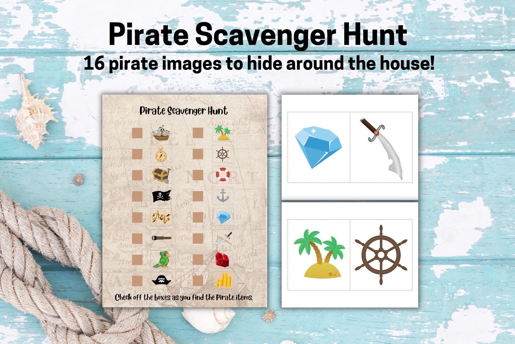 Pirate Scavenger Hunt, Pirate Party Game, Indoor Game for Kids, Pirate ...