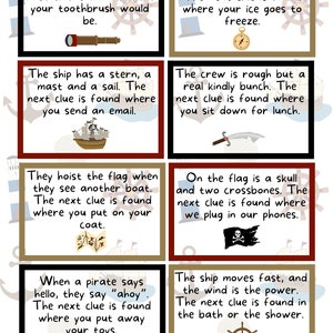 Pirate Treasure Hunt Cards, Activities for Kids, Scavenger Hunt ...