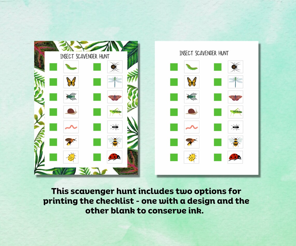 Insect Scavenger Hunt, Printable Game, Treasure Hunt, Digital Download ...