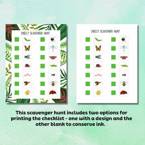 Insect Scavenger Hunt, Printable Game, Treasure Hunt, Digital Download ...