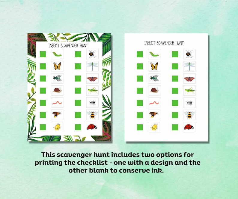 Insect Scavenger Hunt, Printable Game, Treasure Hunt, Digital Download ...