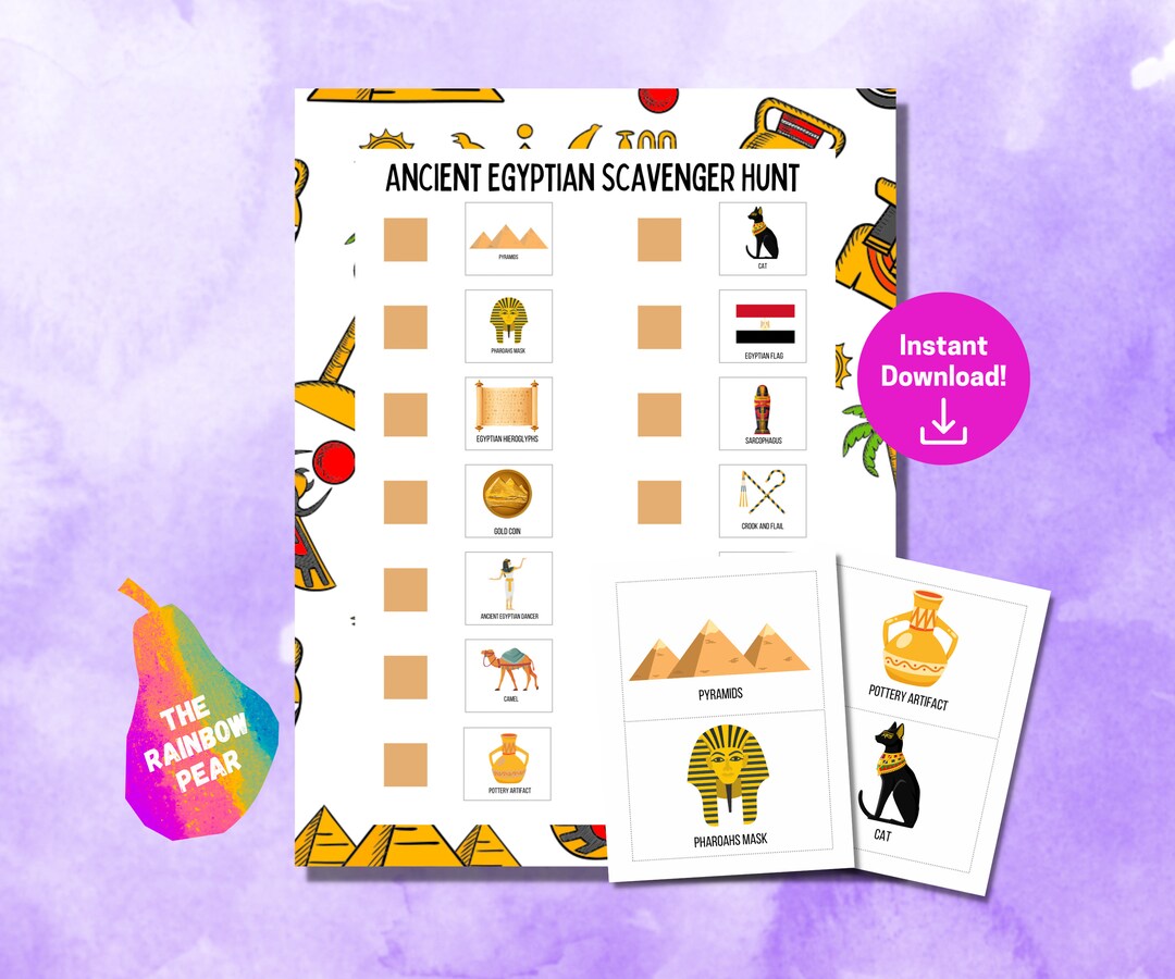 Ancient Egyptian Scavenger Hunt, Birthday Party, Printable Game ...