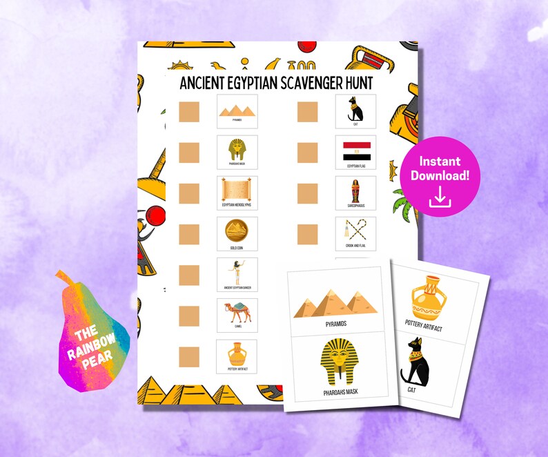 Ancient Egyptian Scavenger Hunt, Birthday Party, Printable Game ...