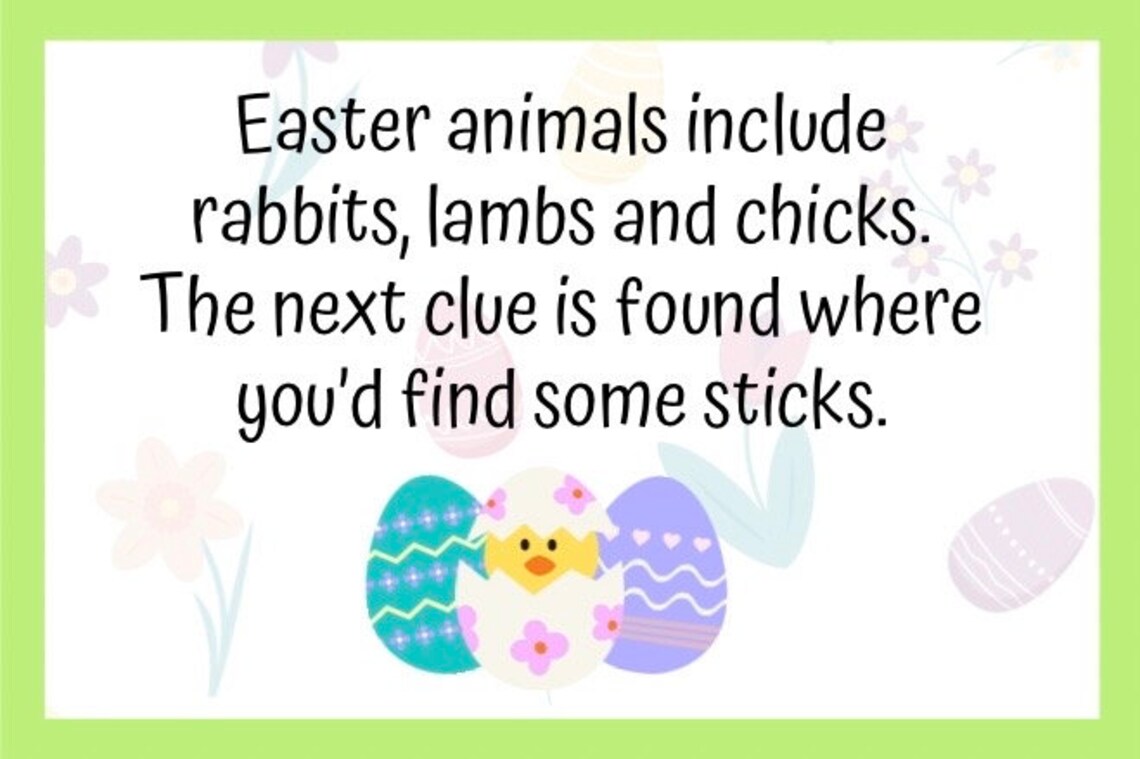 Easter Treasure Hunt for Kids, Printable Easter Clues, Easter Scavenger ...