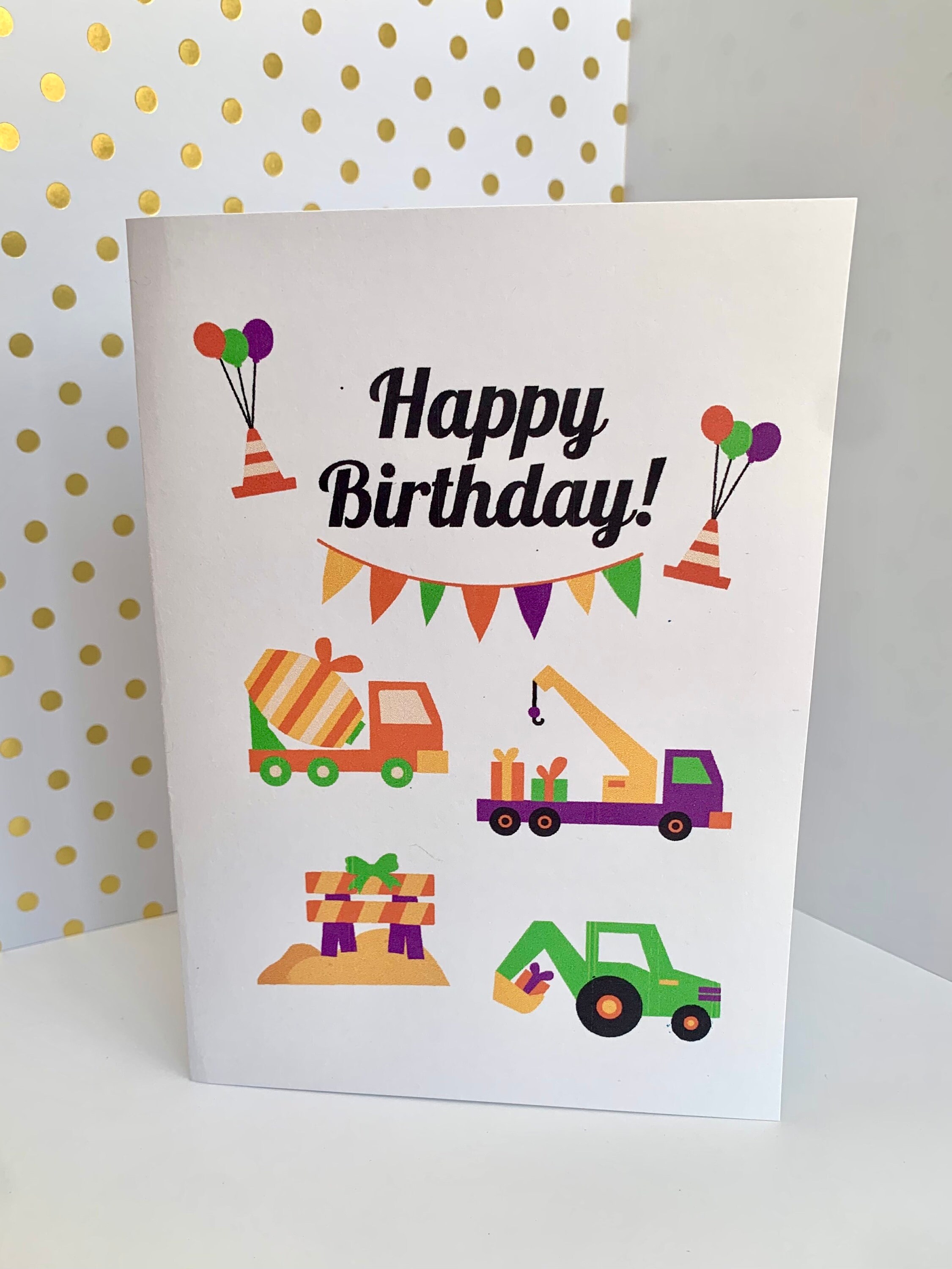 Printable Birthday Card, Construction Birthday Card, Digital Download ...