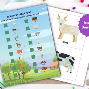 Farm Scavenger Hunt, Treasure Hunt, Farm Birthday Game, Printable ...