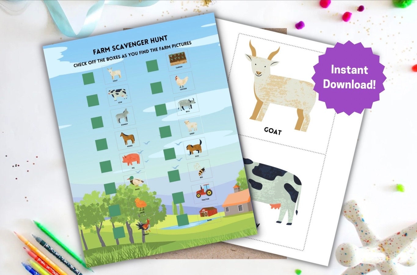 Farm Scavenger Hunt, Treasure Hunt, Farm Birthday Game, Printable ...