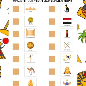 Ancient Egyptian Scavenger Hunt, Birthday Party, Printable Game ...
