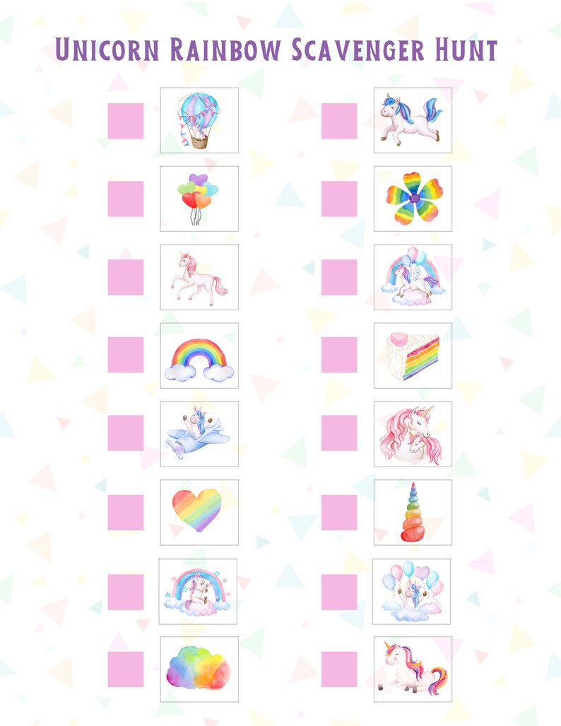 Unicorn Scavenger Hunt Birthday Party Treasure Hunt Digital - Etsy