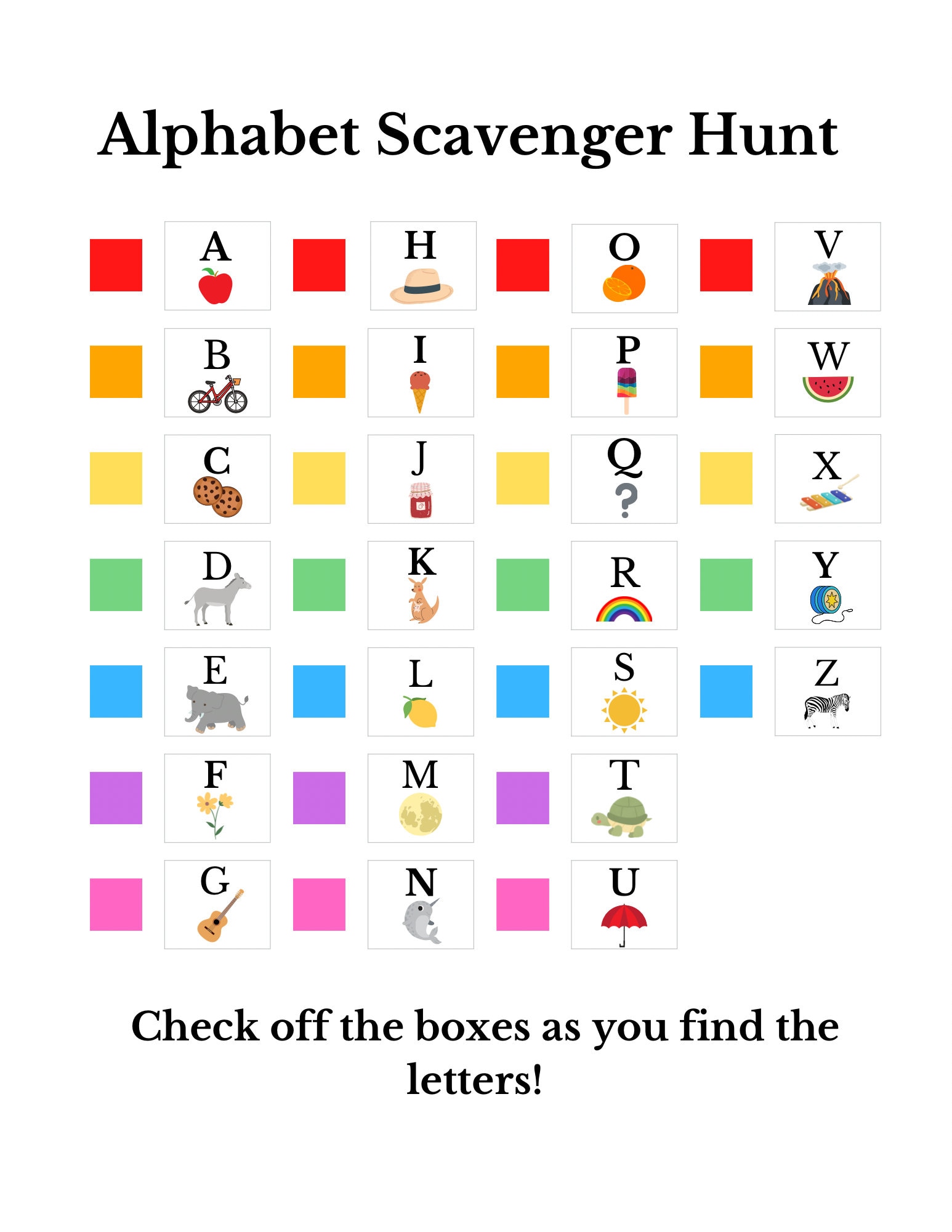 Alphabet Scavenger Hunt, Classroom Activity, Treasure Hunt, Printable ...