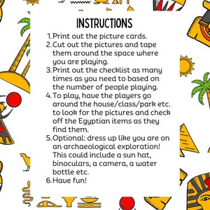 Ancient Egyptian Scavenger Hunt, Birthday Party, Printable Game ...