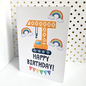 Printable Birthday Card, Crane Birthday Card, Construction Truck ...