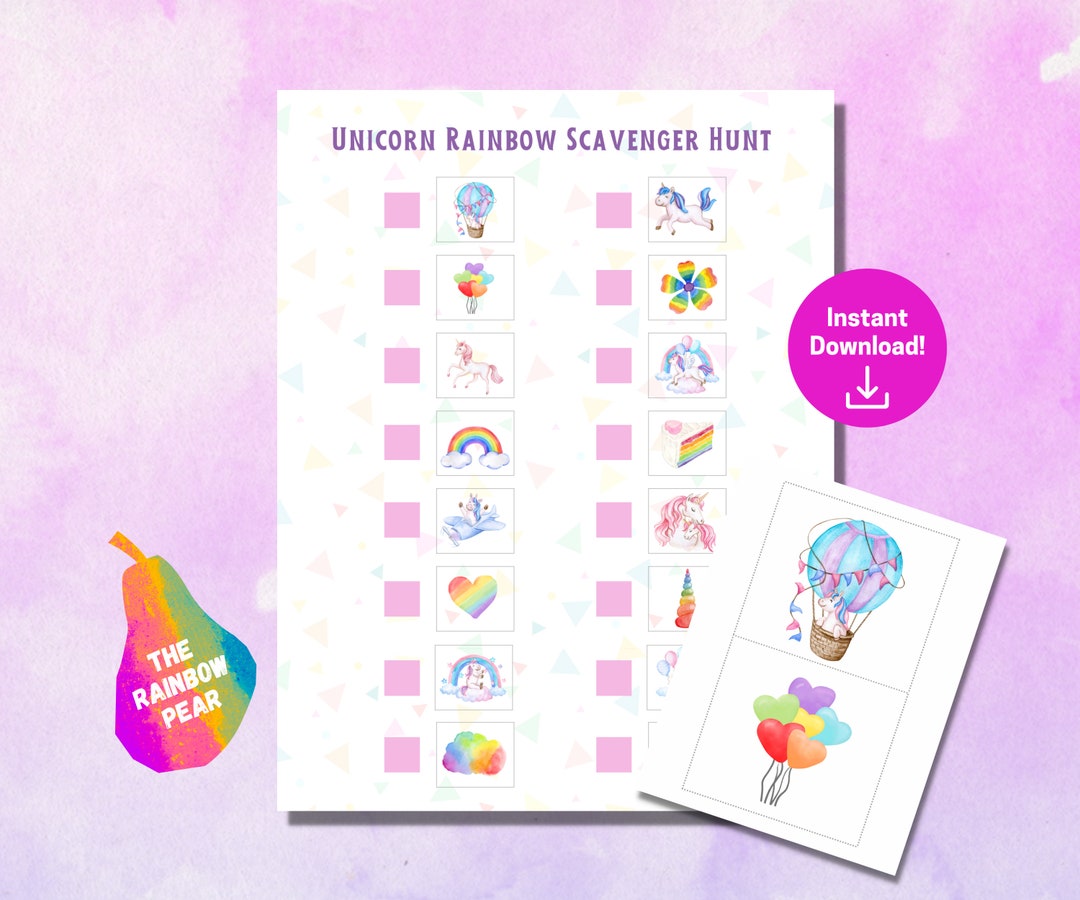 Unicorn Scavenger Hunt, Birthday Party, Treasure Hunt, Digital Download ...