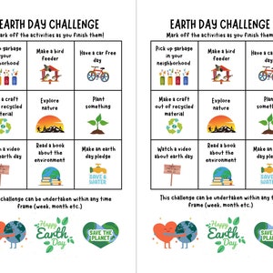 Printable Earth Day Challenge for Kids, Worksheet, Digital Download - Etsy