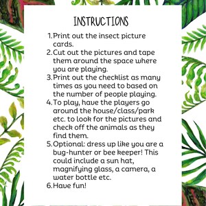 Insect Scavenger Hunt, Printable Game, Treasure Hunt, Digital Download ...