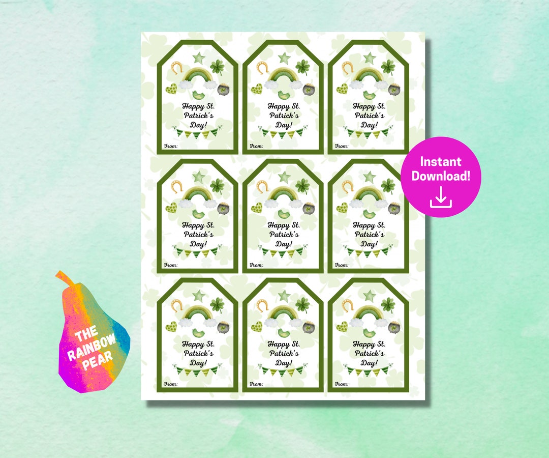 St Patricks Day Tag, Gift Tag, Goody Bag Tag, Digital Download - Etsy