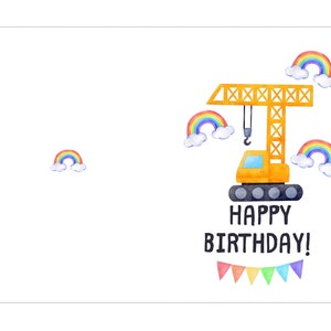 Printable Birthday Card, Crane Birthday Card, Construction Truck ...