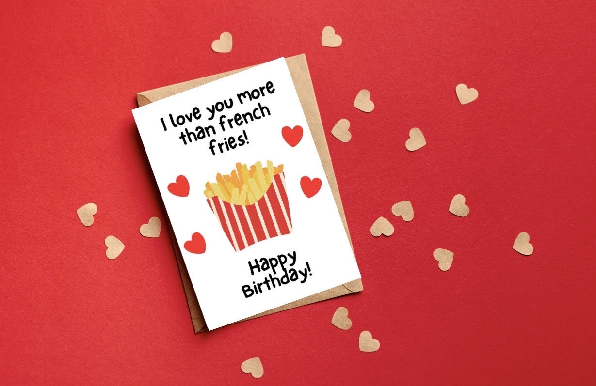 Printable Birthday Card, French Fry Birthday Card, Digital Download ...