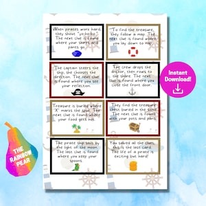 Pirate Treasure Hunt Cards Activities for Kids Scavenger - Etsy