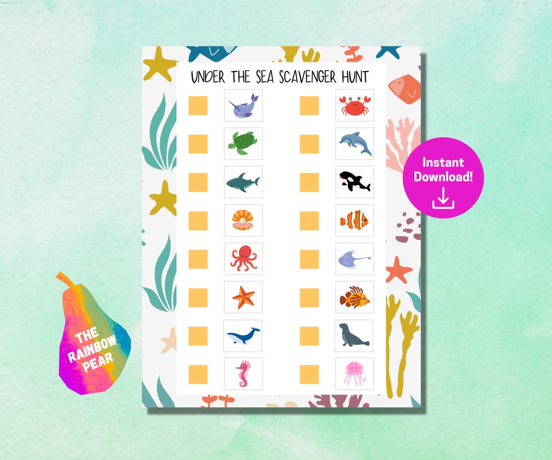 Under the Sea Scavenger Hunt, Printable Game, Treasure Hunt, Digital ...