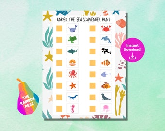 Under the Sea Scavenger Hunt Printable Cards | Ocean-themed Kids ...