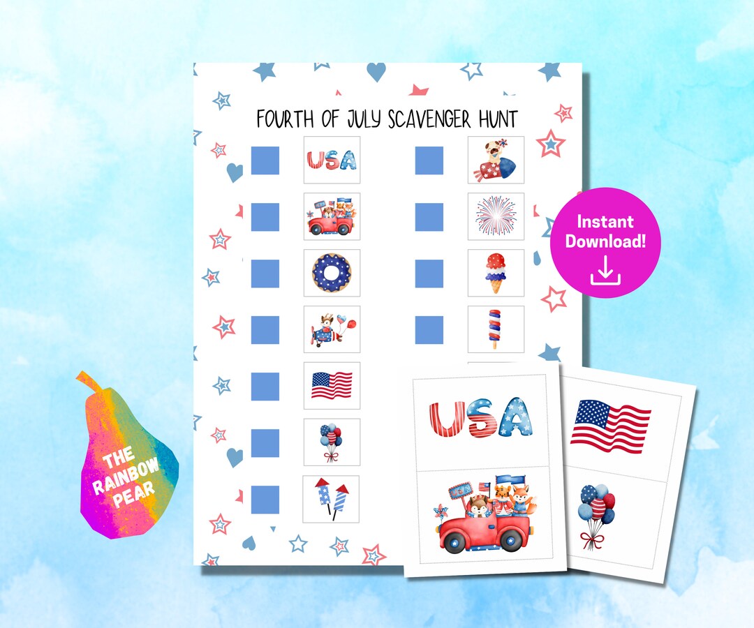Fourth of July Scavenger Hunt, Party Game, Independence Day, Treasure ...
