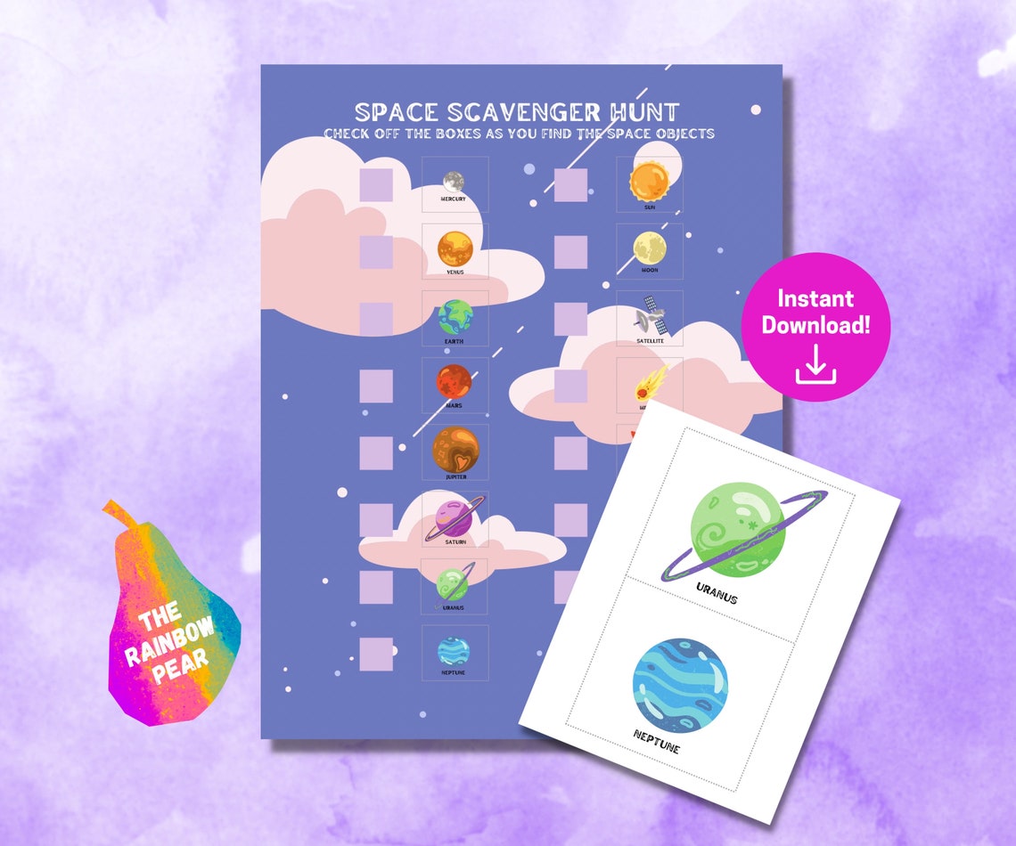 Space Scavenger Hunt for Kids, Printable Game, Outer Space Theme ...