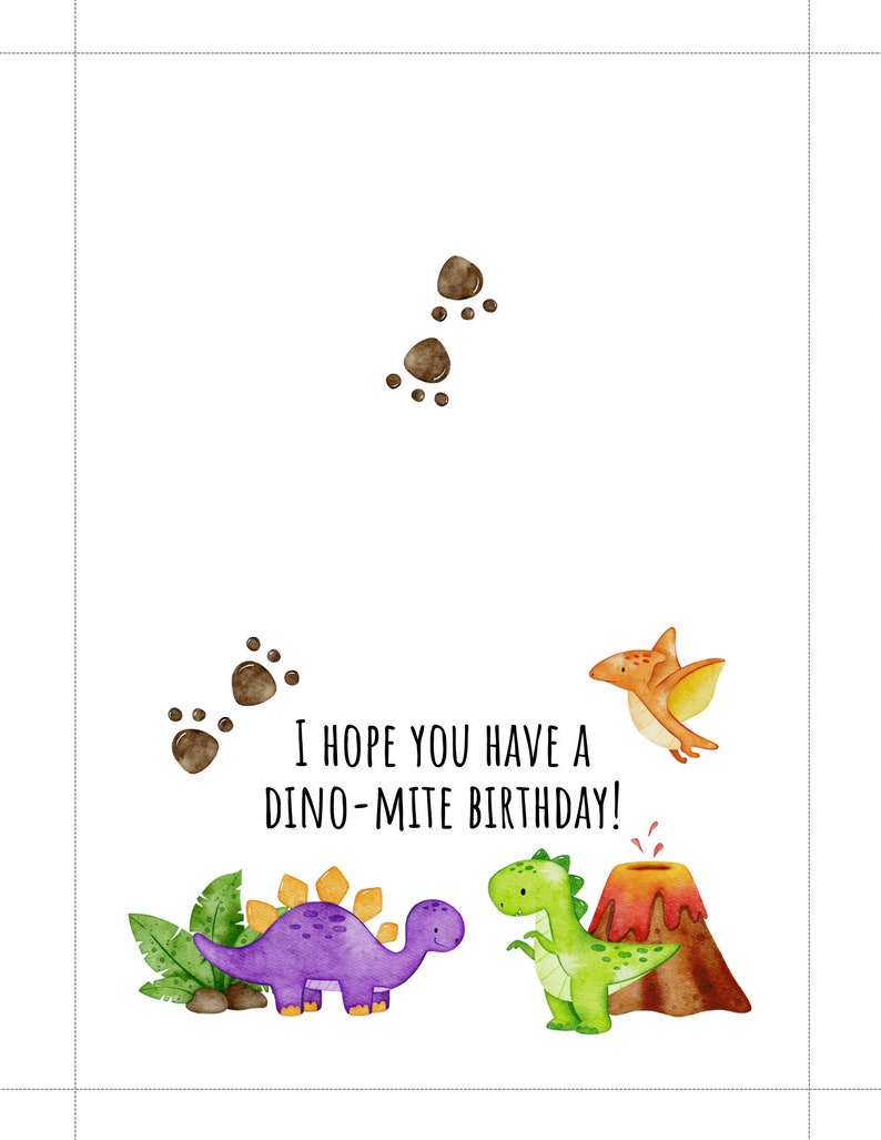 Printable Birthday Card, Dinosaur Birthday Card, Dino-mite, Instant ...