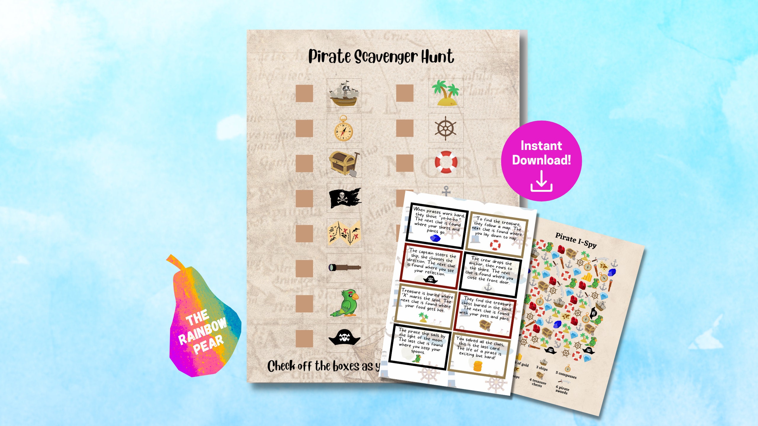 Pirate Party Games, Scavenger Hunt, Treasure Hunt, Printable, Digital ...