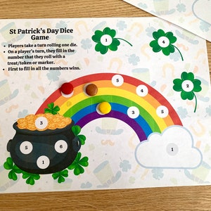 St Patricks Day Game, Dice Game for Kids, St. Patty’s Activity for Kids ...