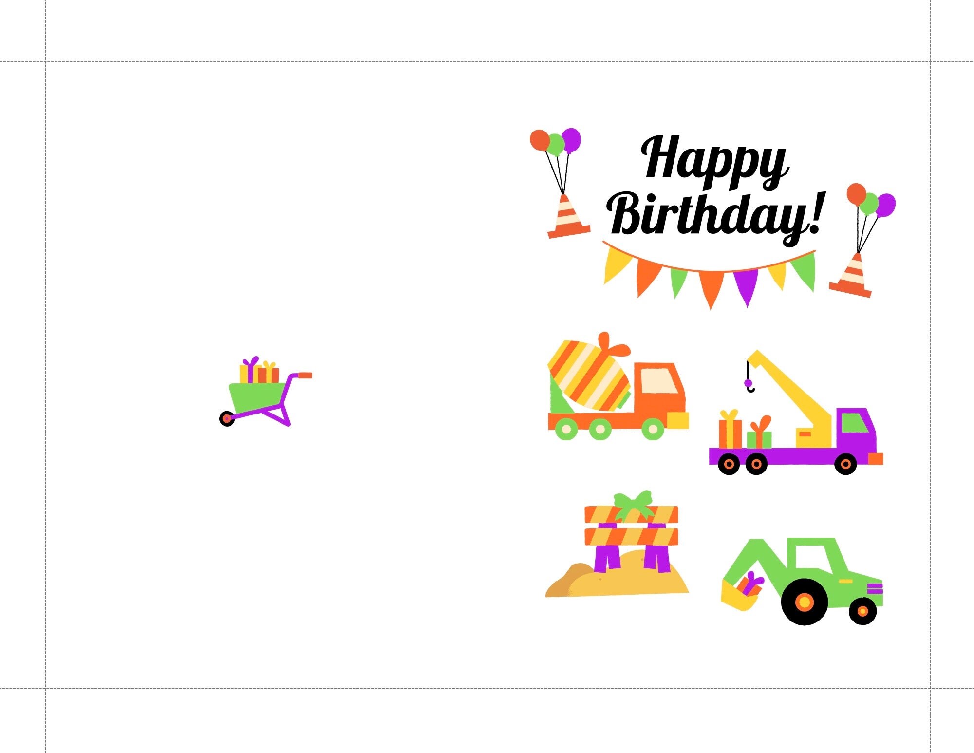 Printable Birthday Card, Construction Birthday Card, Digital Download ...