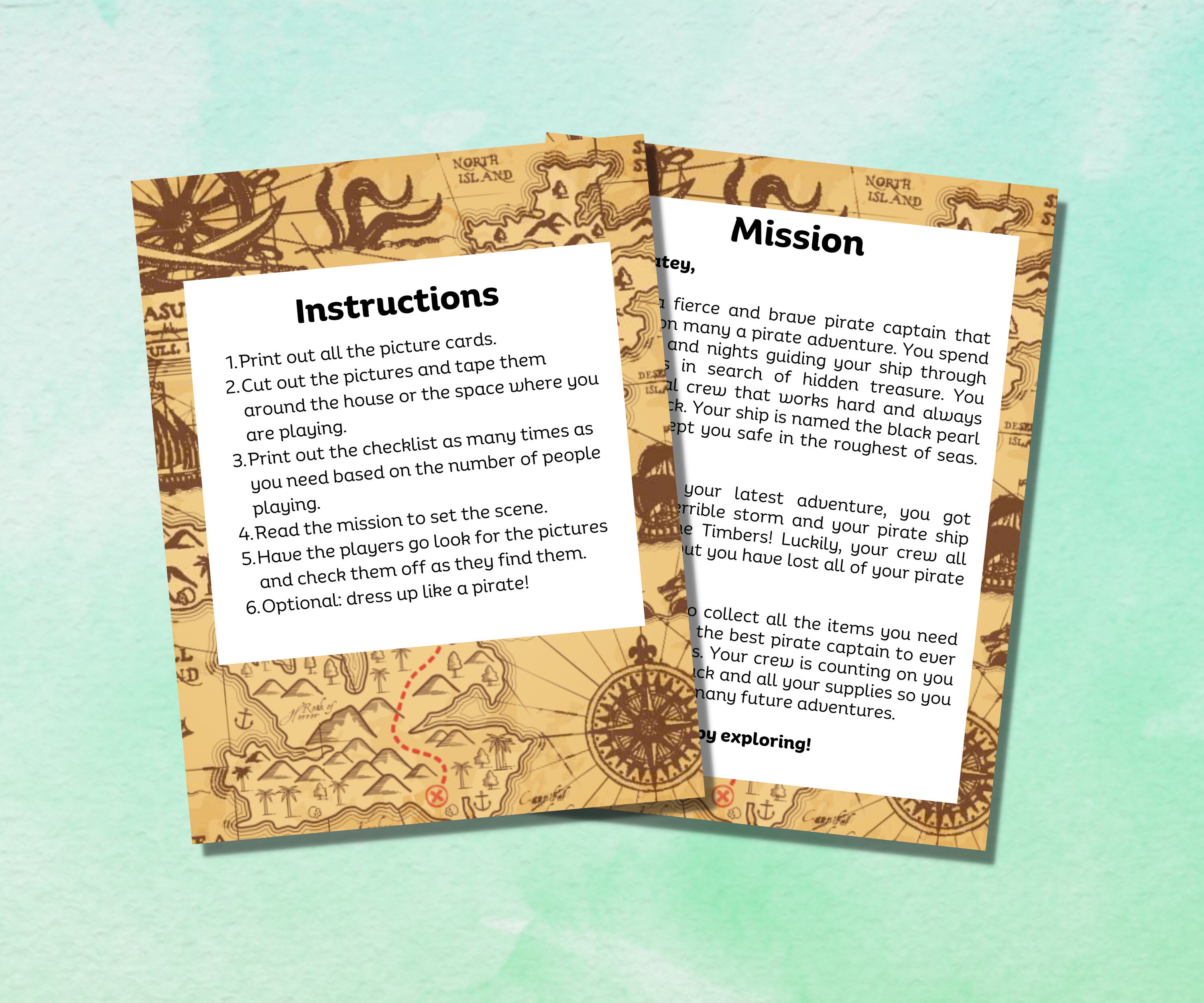 Pirate Scavenger Hunt Adventure, Treasure Hunt, Birthday Game, Digital ...